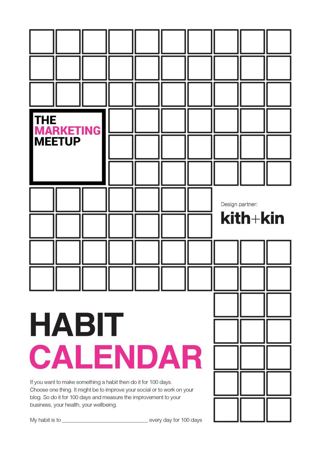 100 days to make a difference: The habit calendar | The Marketing Meetup